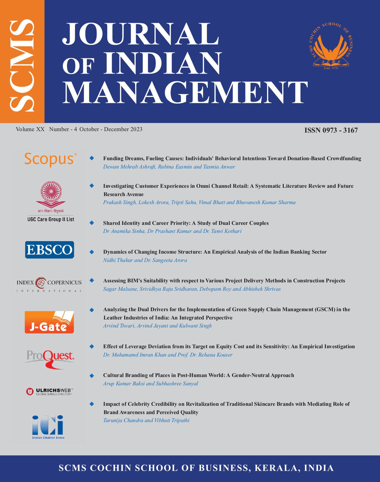 SCMS Journal of Indian Management - Scopus Indexed and UGC approved ...